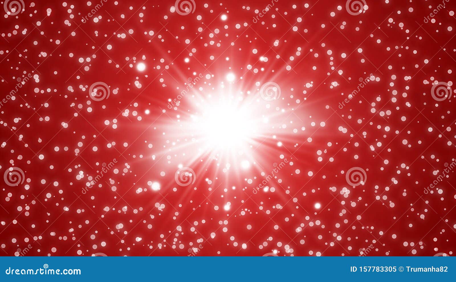 Abstract Glistening Light Rays and Particles Blast in Red Background ...