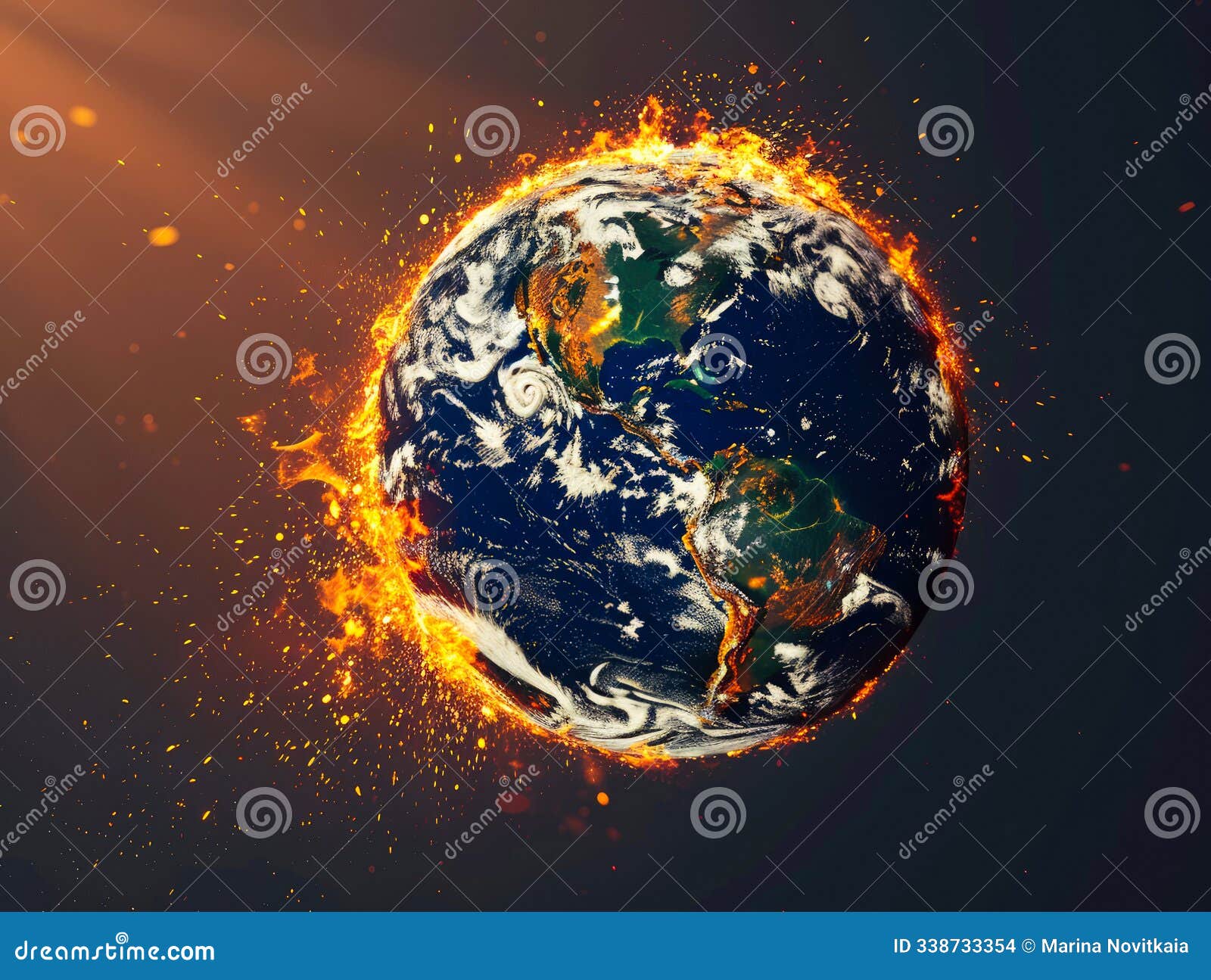 Abstract Image of a Burning Planet Earth Symbolizing Climate Change and ...