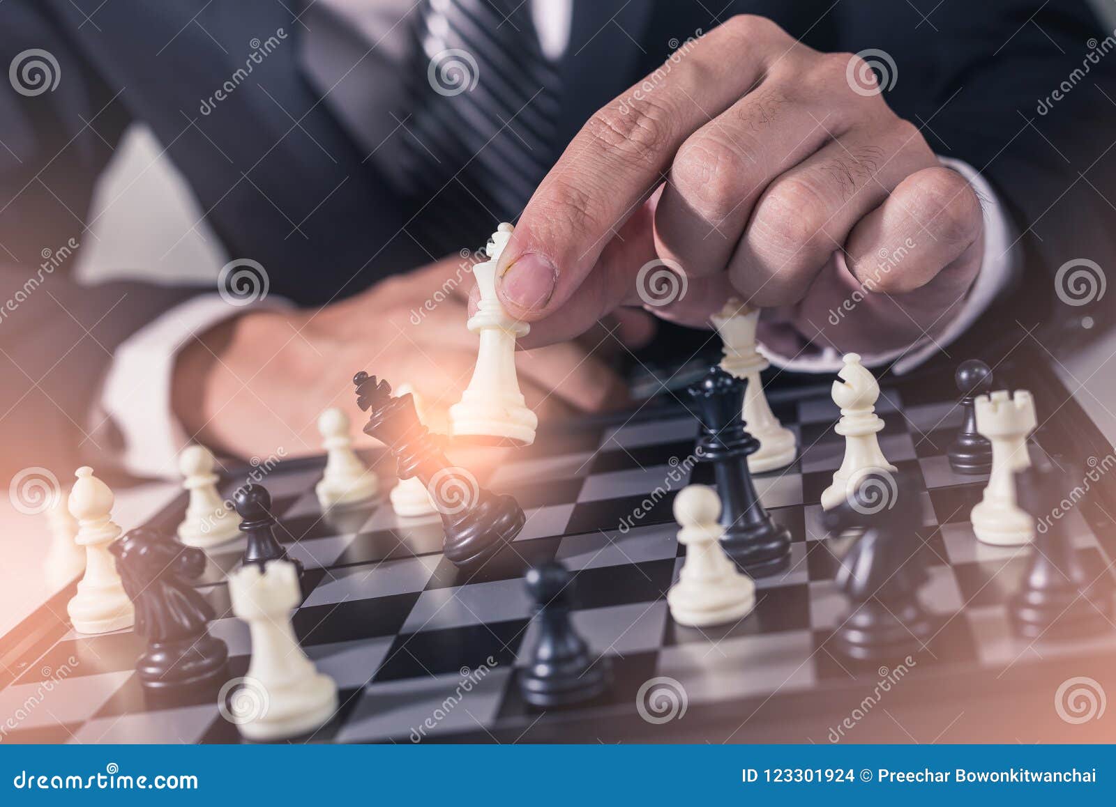 The Abstract Image of the Businessman Take a Checkmate on the Chess ...