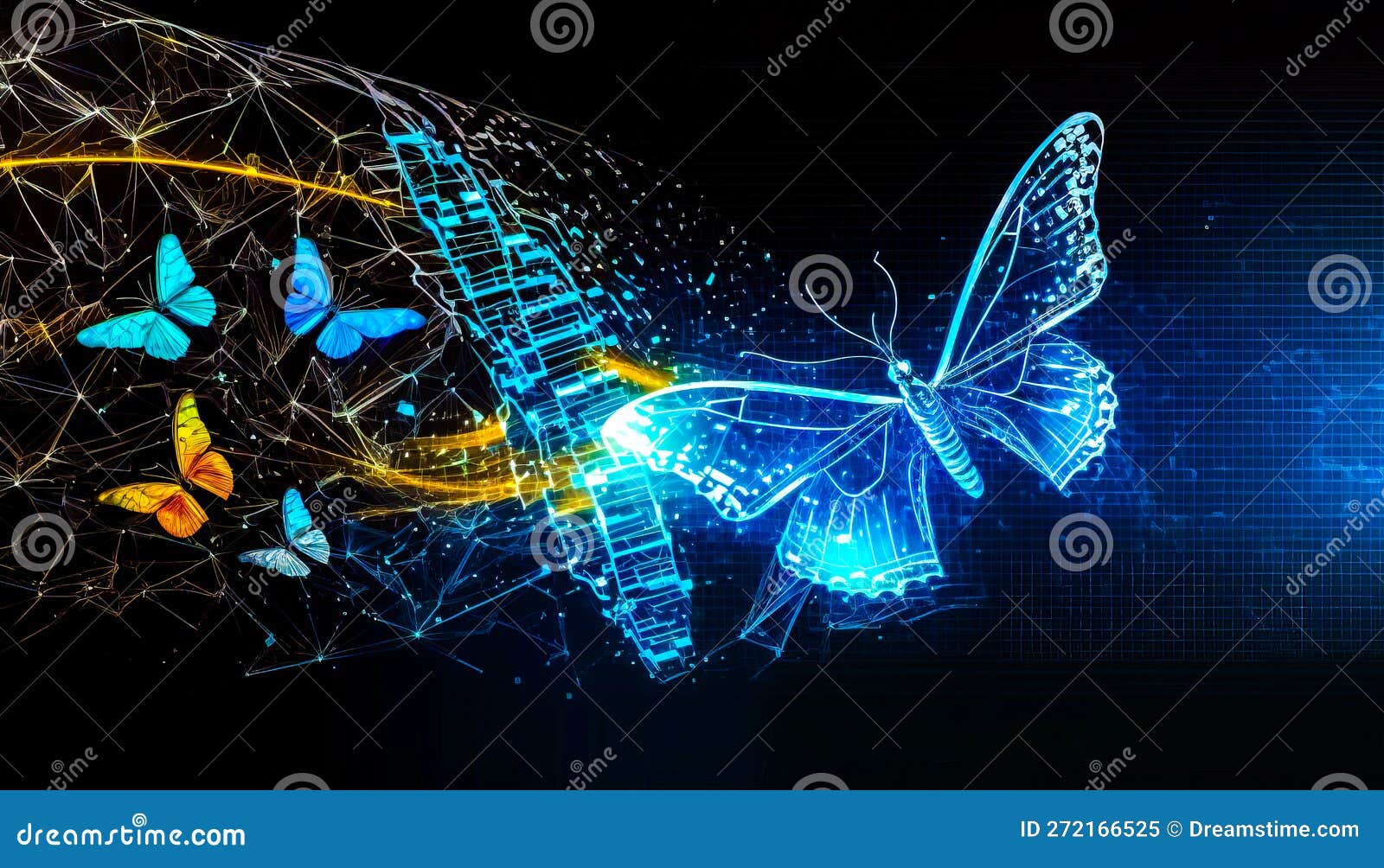 An Abstract Image of Butterfly Flying in Front of Computer Screen ...