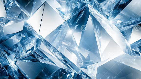 Abstract Blue and Clear Crystal Structures Reflecting Light Geometric ...