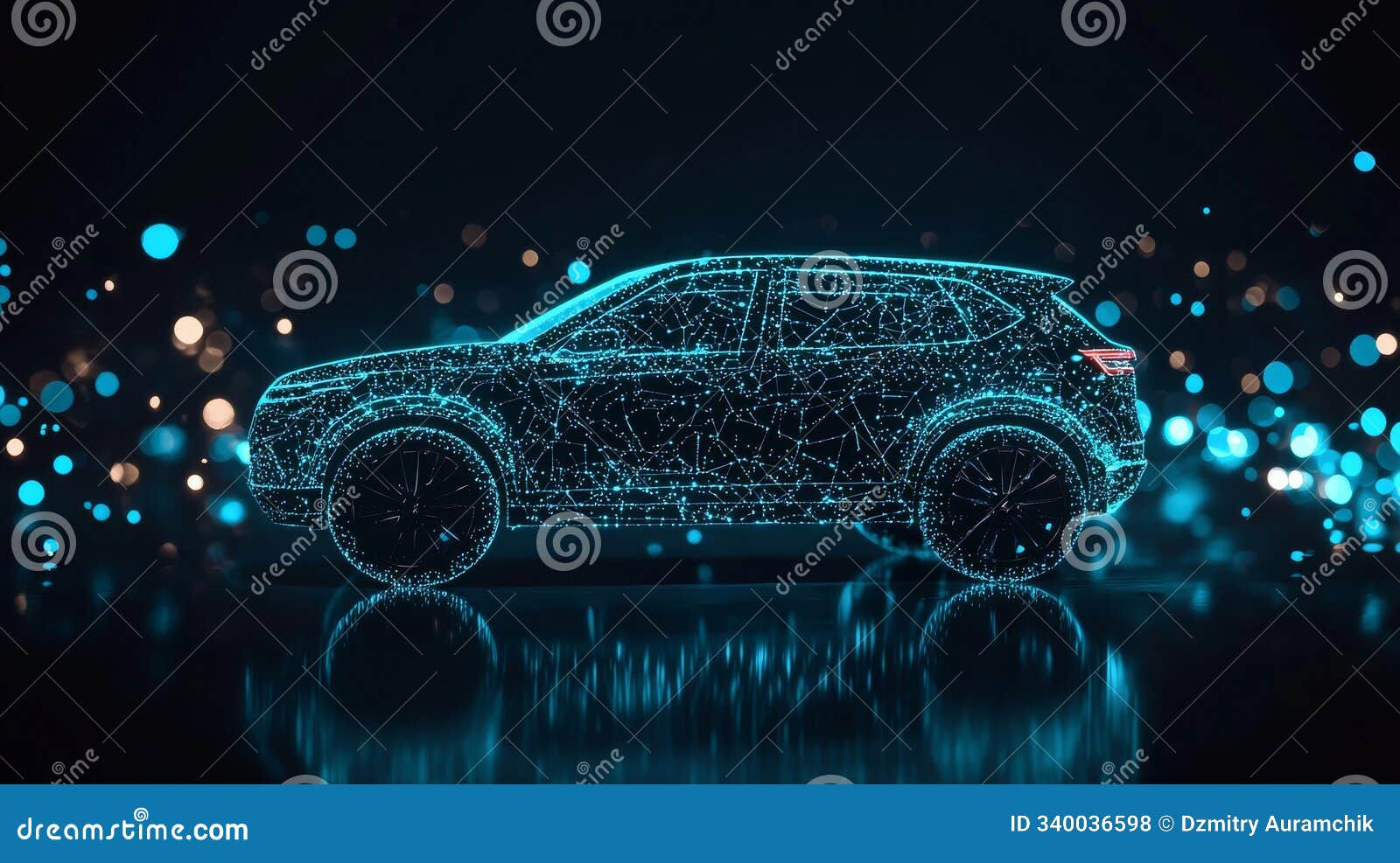 In this Abstract Image of a Car, Stars, Planets, and Cosmic Elements ...