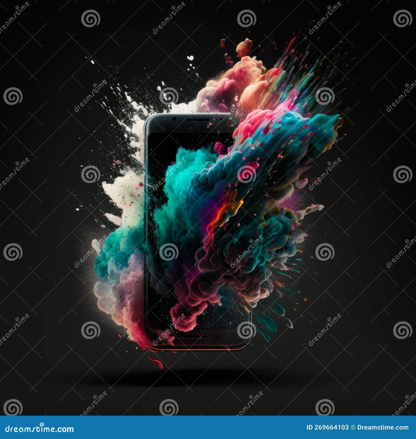 An Abstract Image of Cell Phone with Paint Splashed on it. Generative ...