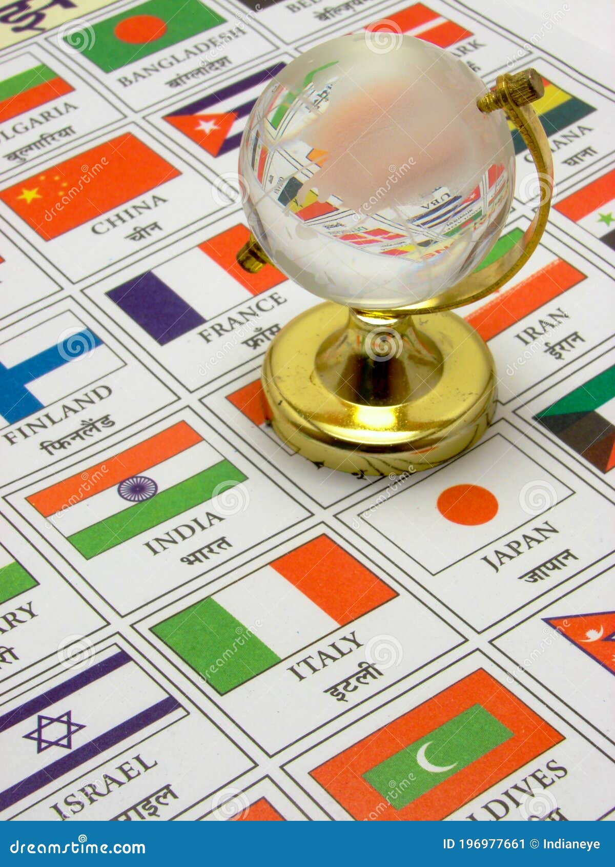 Flag Chart Closeup with a Globe Stock Image - Image of asia, closeup ...