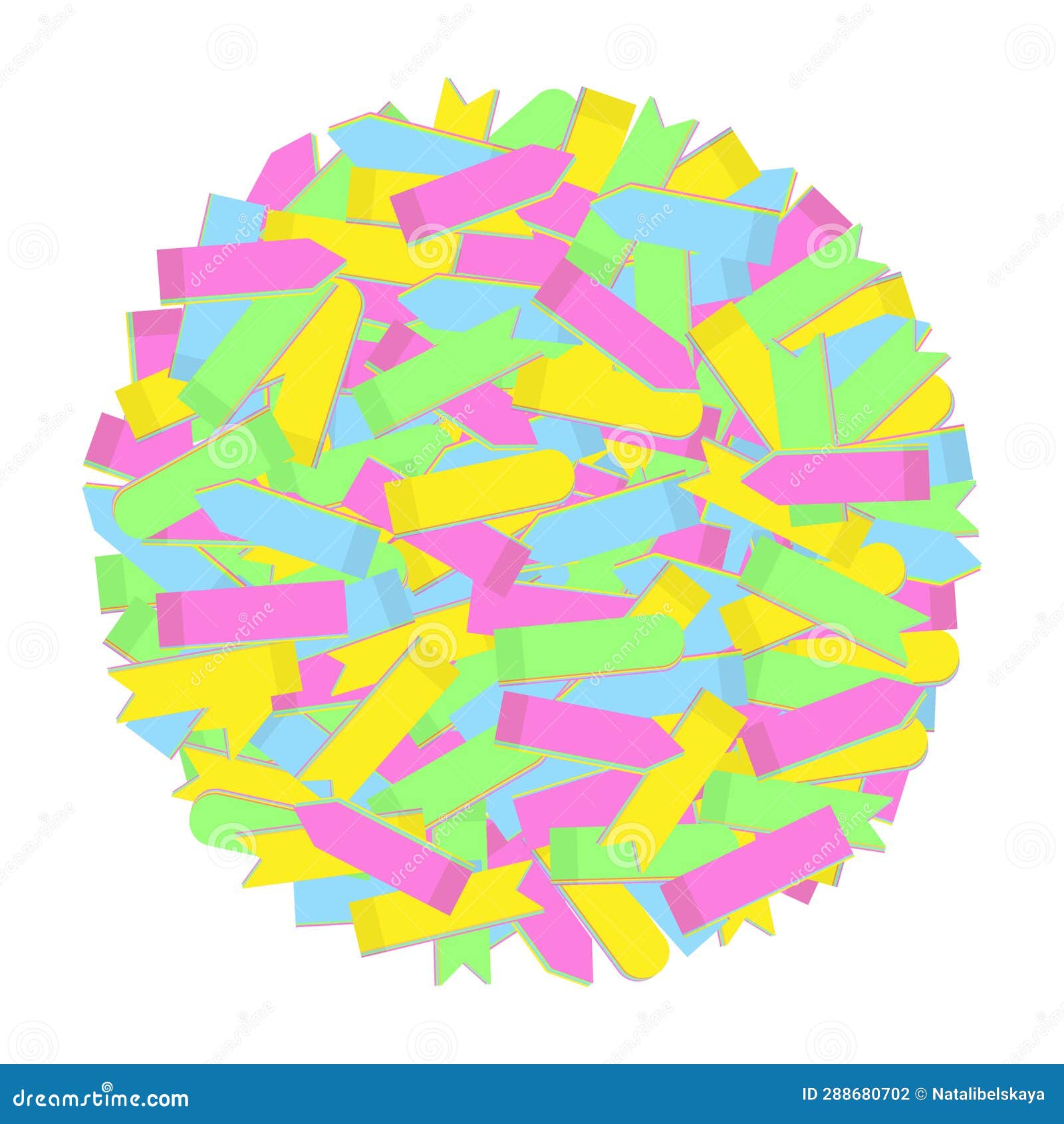 Abstract Image of a Circle Made of Colored Office Sticky Notes of ...