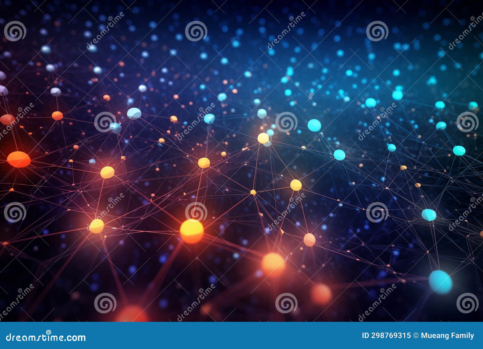 An Abstract Image of a Colorful Internet Network of Connected Dots and ...