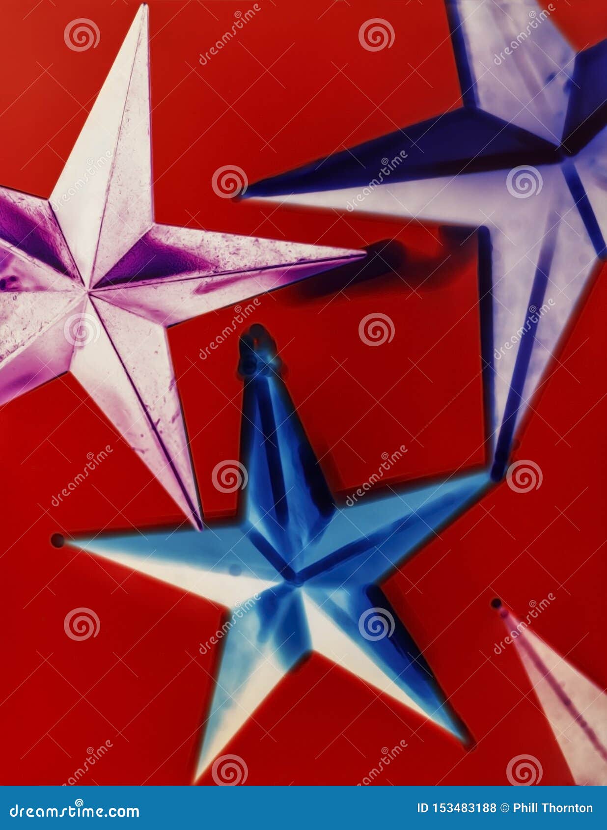 Abstract Image of Colourful Stars Floating on a Bright Red Background ...