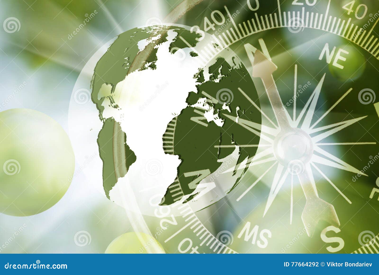 Abstract Image of Compass and Planet Closeup Stock Illustration ...