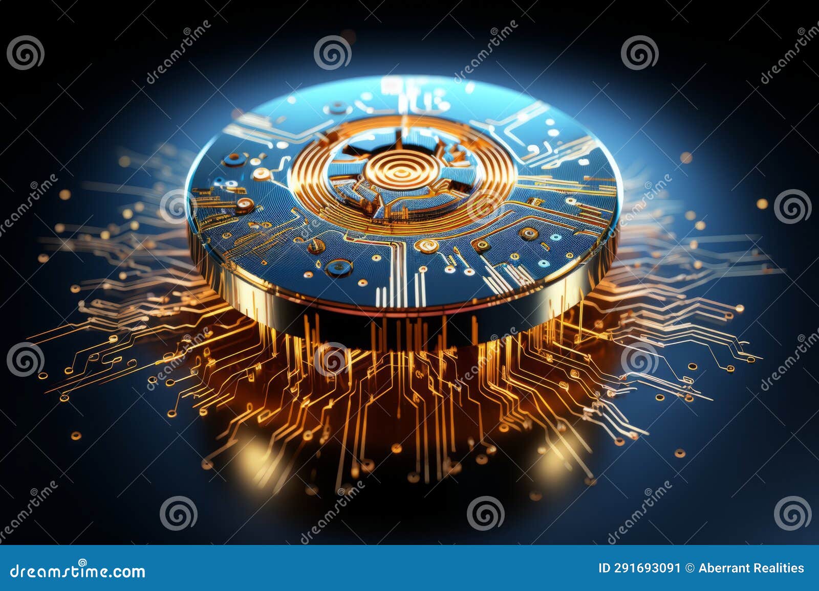 An Abstract Image of a Computer Chip on a Black Background Stock ...