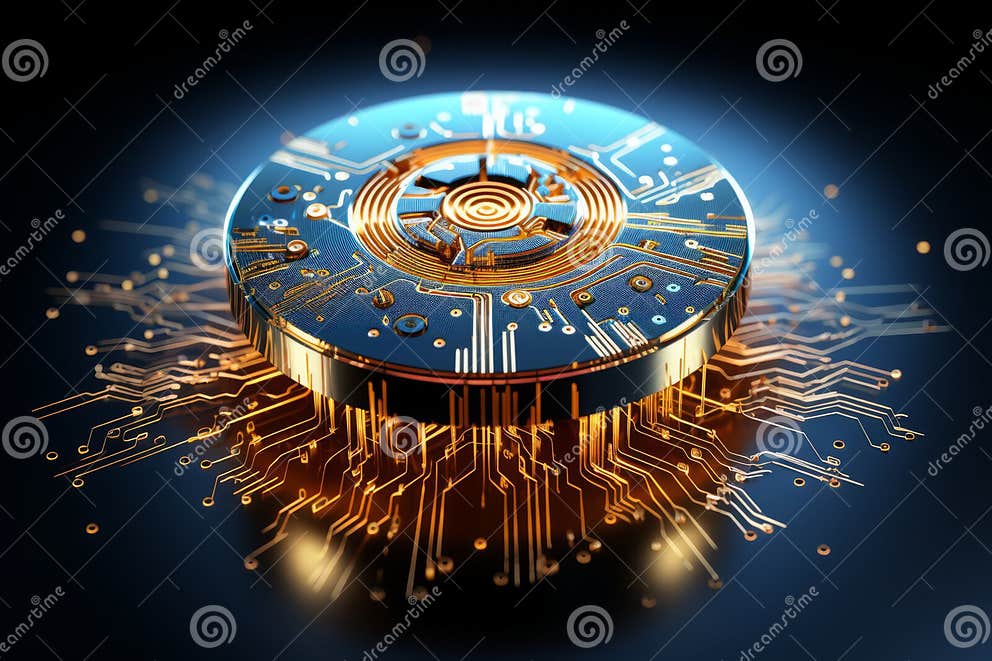 An Abstract Image of a Computer Chip on a Black Background Stock ...