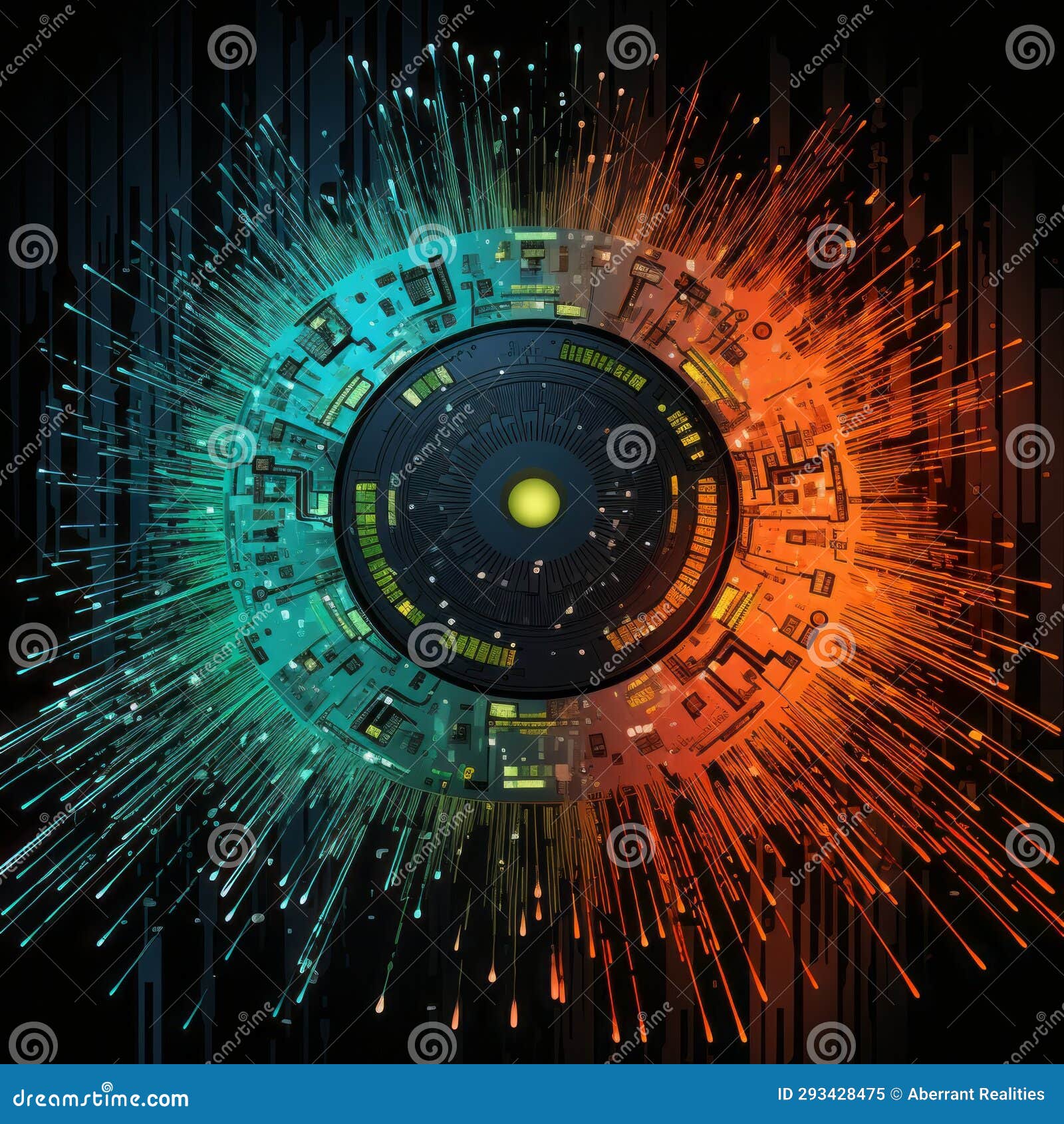 An Abstract Image of a Computer Screen with a Digital Clock in the ...