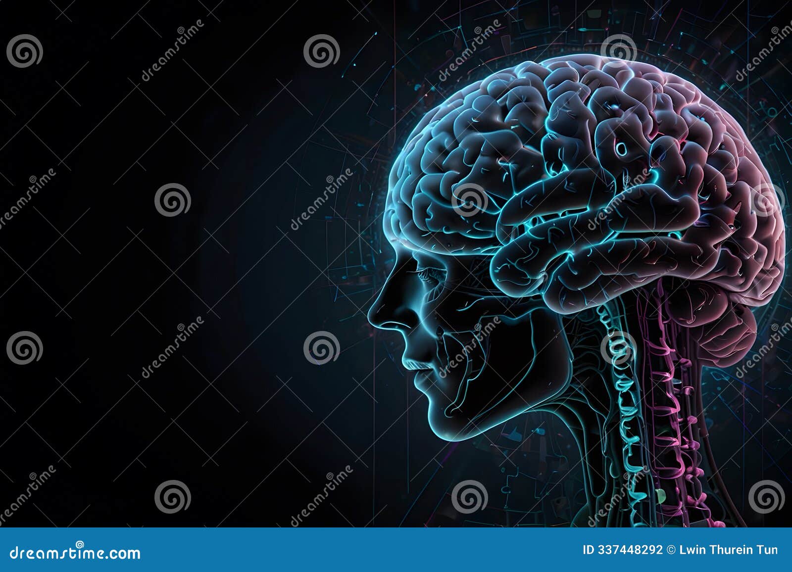 Abstract Image of Concept Art of a Human Brain Exploding with Knowledge ...