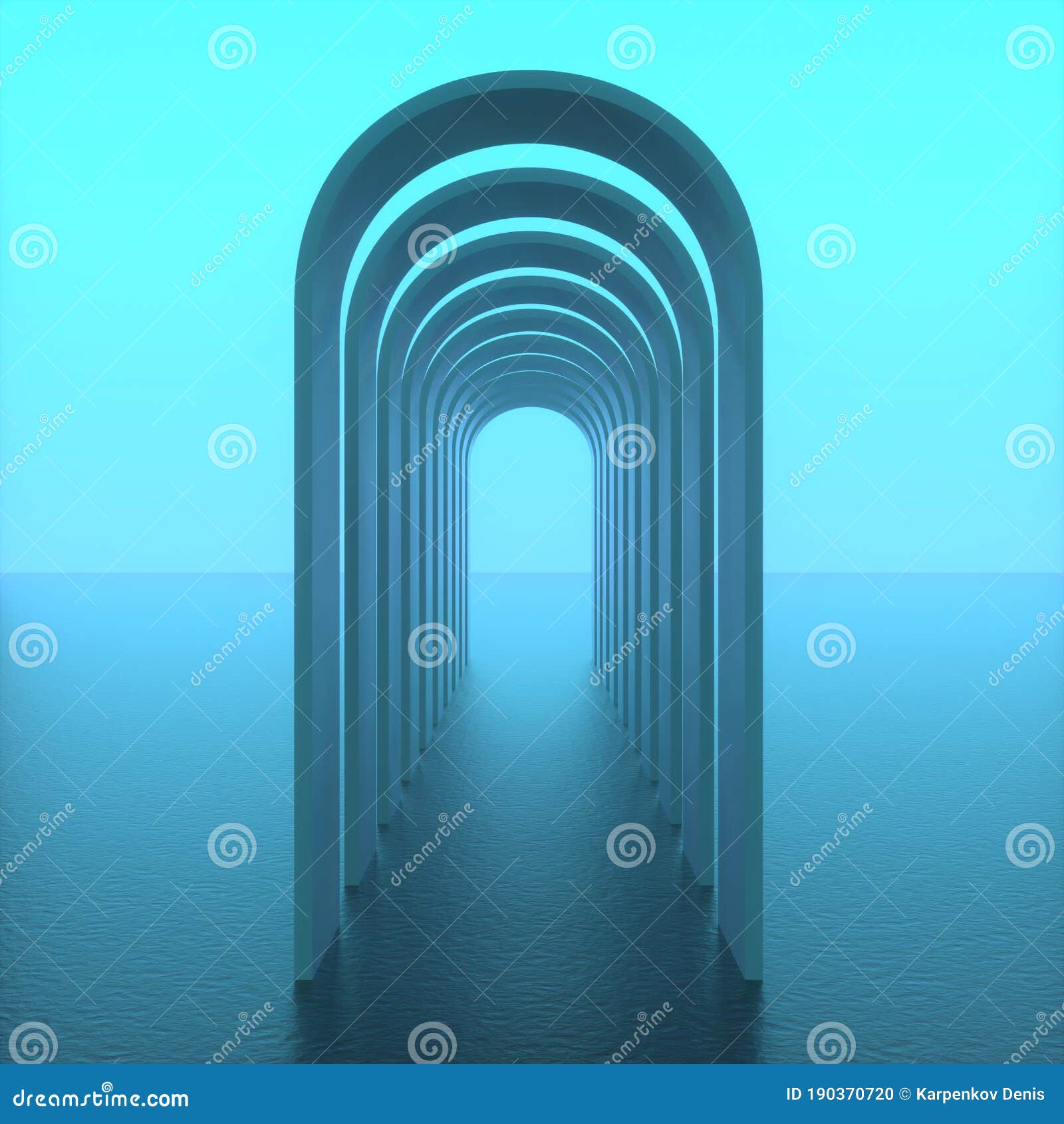 Abstract Image of a Corridor of Arches Surrealism 3D Image Stock Photo ...