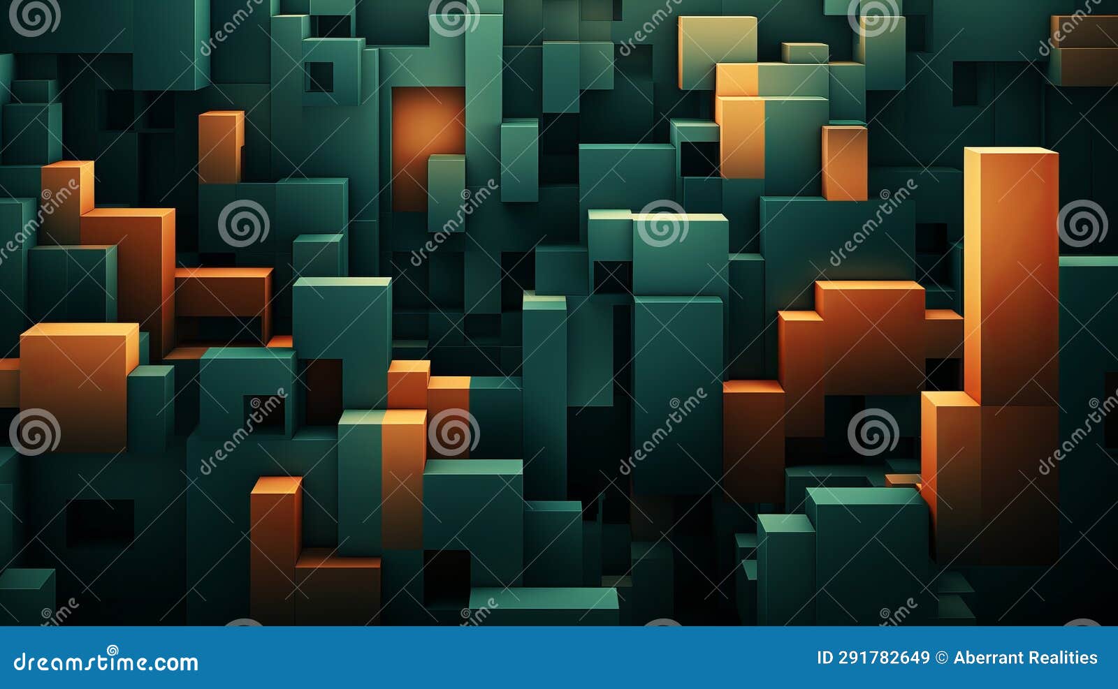 An Abstract Image of Cubes in a Dark Room Stock Illustration ...