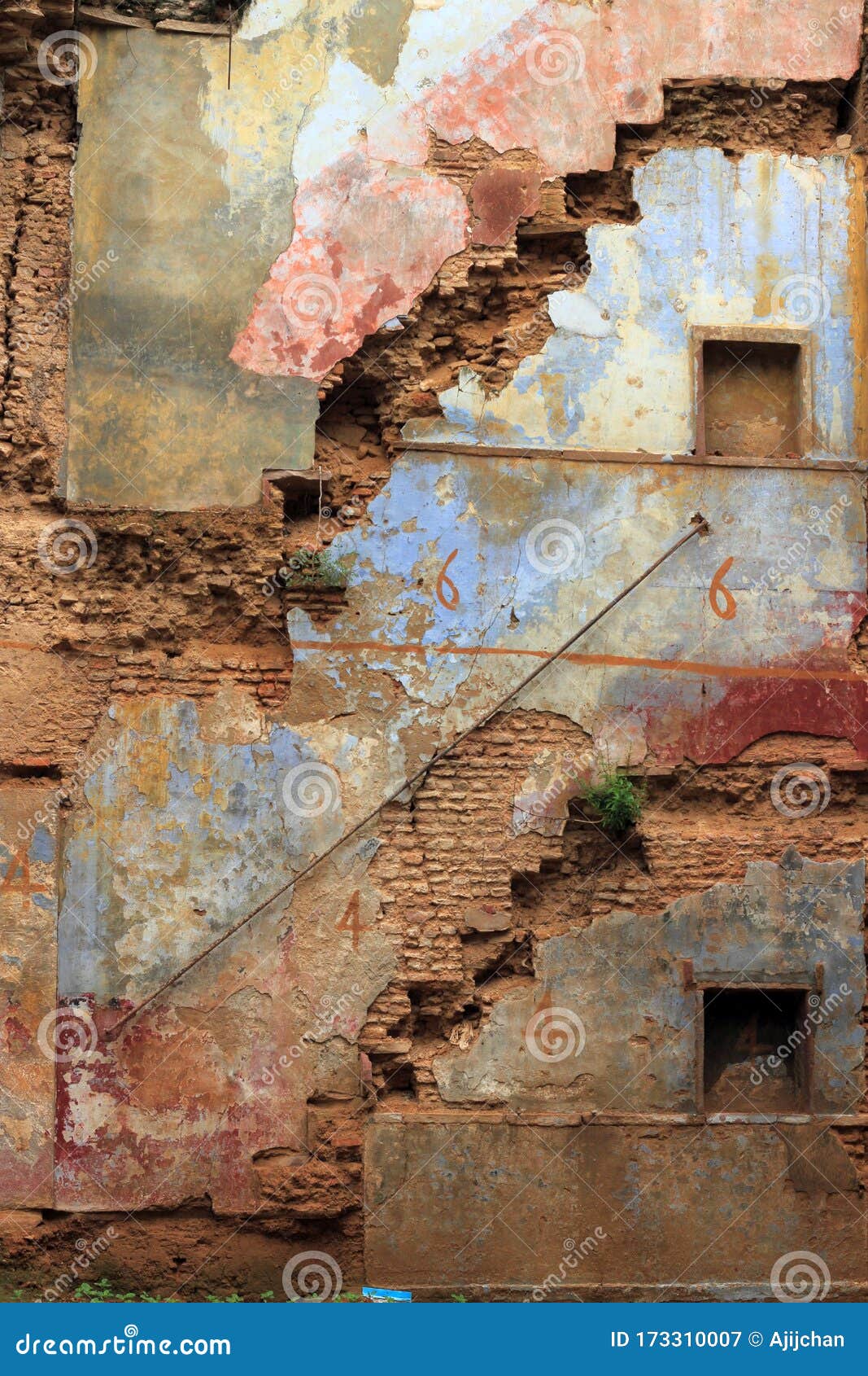 Image of a Cut Off Wall from a Building Stock Image - Image of vintage ...