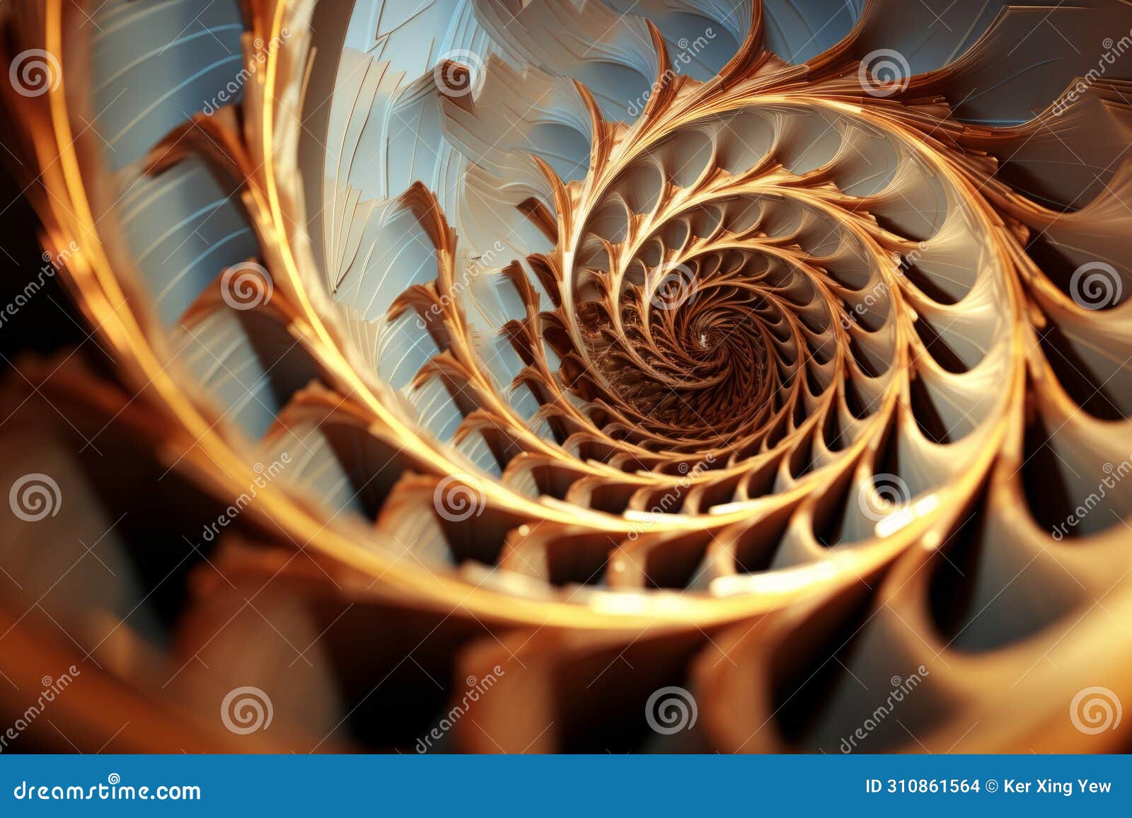 An Abstract Image of a 3D Fractal Spiral Evolving with Geometric ...
