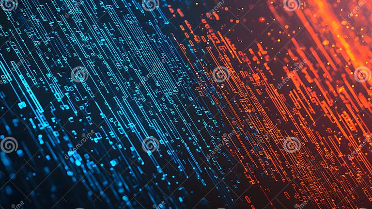 Abstract Digital Data Stream Binary Code Futuristic Technology Background Stock Illustration ...