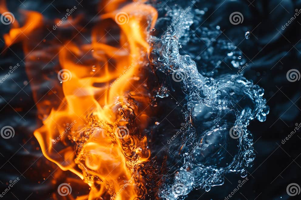 Abstract Image Depicting Fire and Water Colliding, Creating a Visual ...