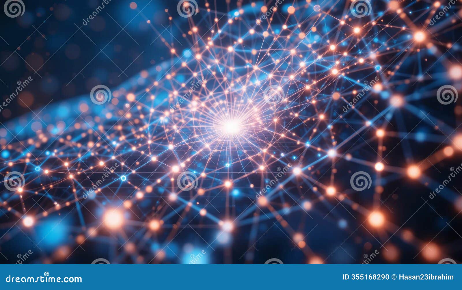 Abstract Network Visualization: Interconnected Nodes and Glowing Lines ...