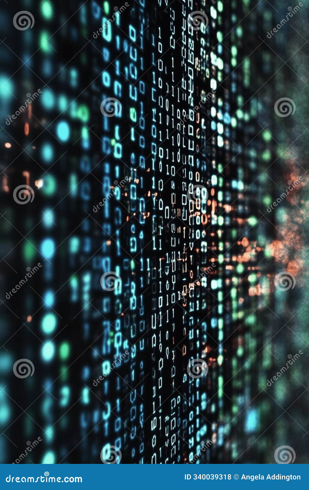 Digital Matrix of Binary Code in Motion Stock Illustration - Illustration of sunlight, circle ...
