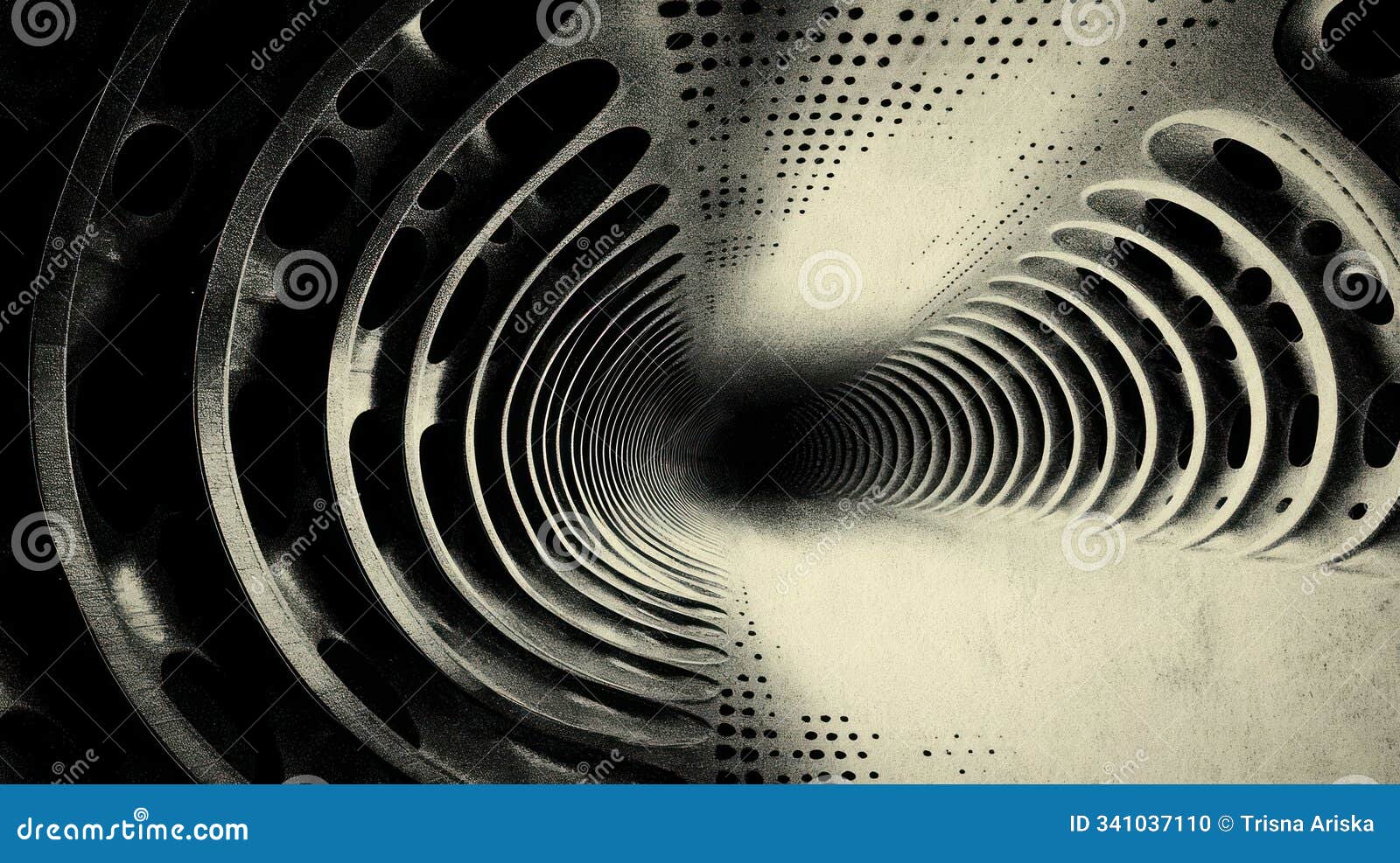 Abstract Image Depicting a Tunnel-like Structure with a Monochromatic ...