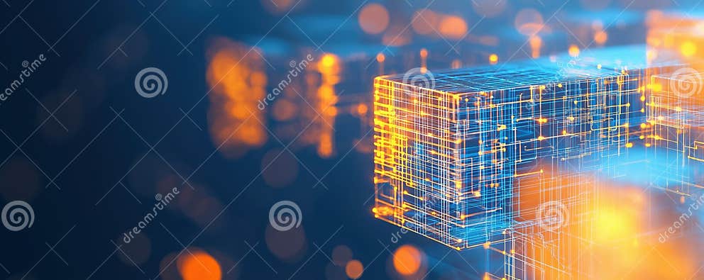Abstract Image of a Digital Fortress Guarding a Network, Cyber Defense ...