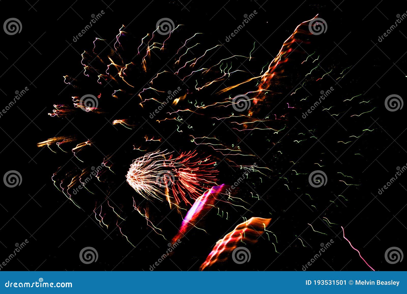 Exploding Fireworks, Digitally Enhanced. Stock Image - Image of second ...