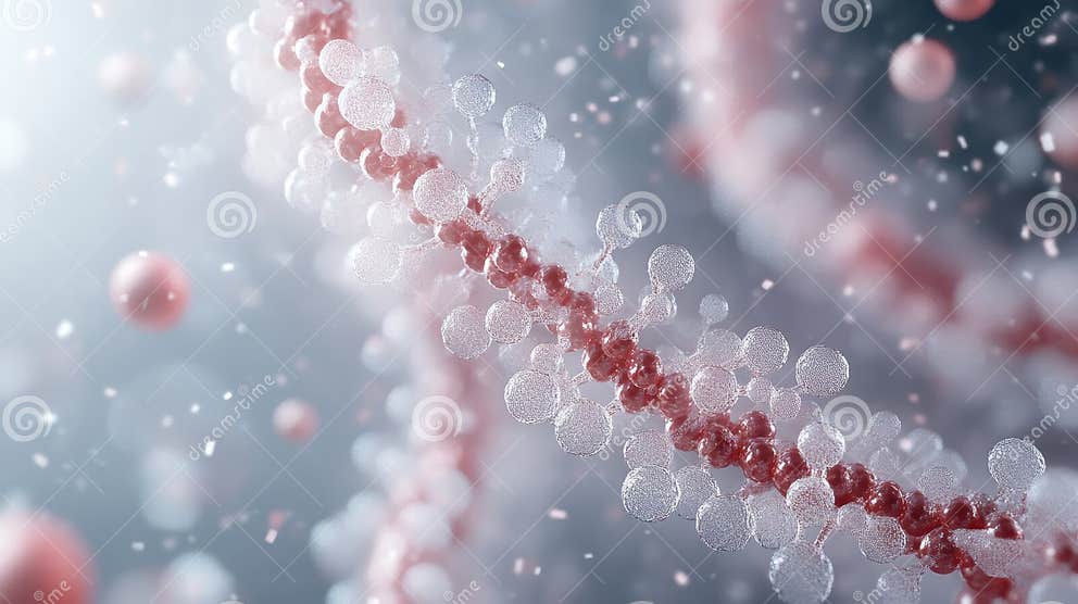 Abstract Image of a DNA Strand with Floating Particles, Representing ...