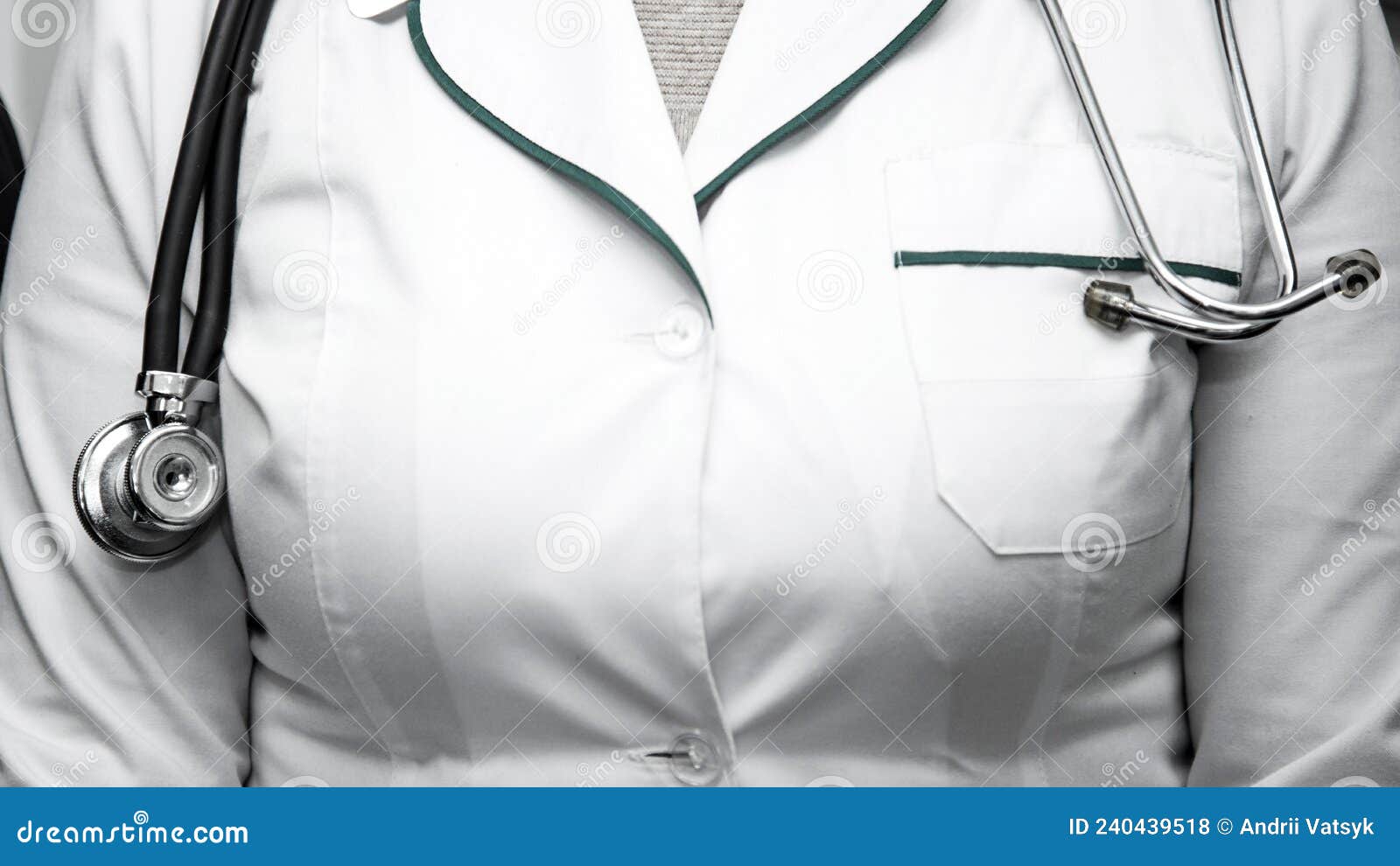 Abstract Image of Doctor with Stratoscope and and Big Breasts in a ...