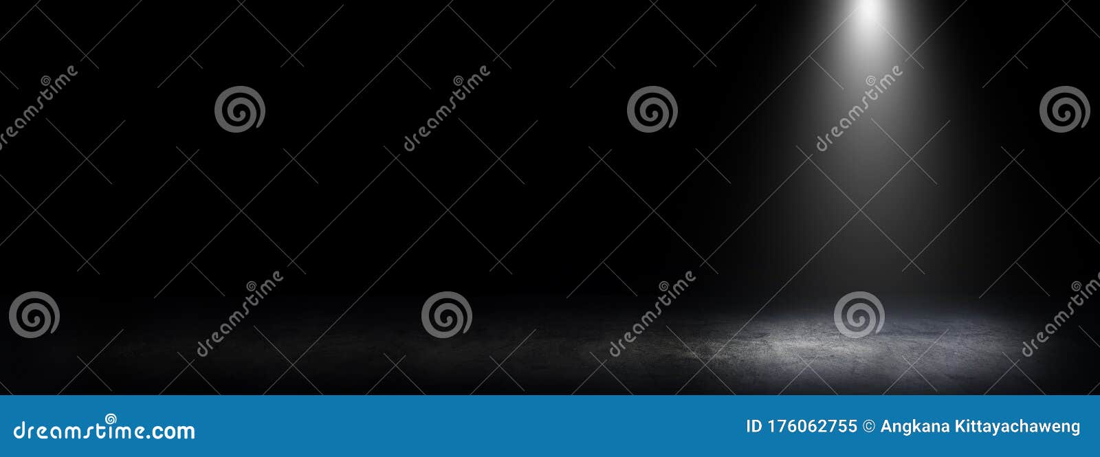 Empty Space Studio Dark Room Black Concrete Grunge Floor with Spotlight ...