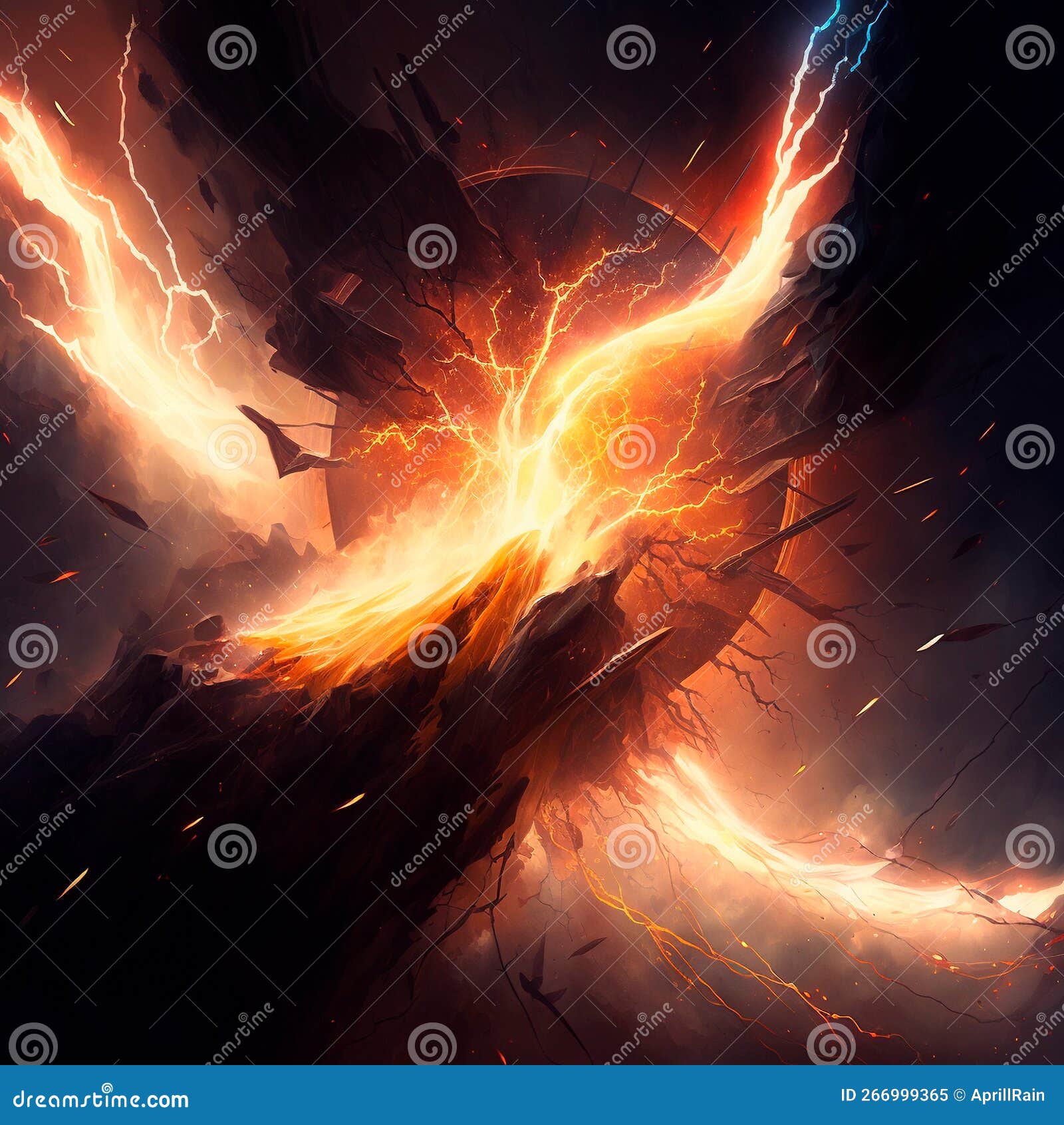 Abstract Image of the Energy of Fire and Lightning, Which Mix into ...