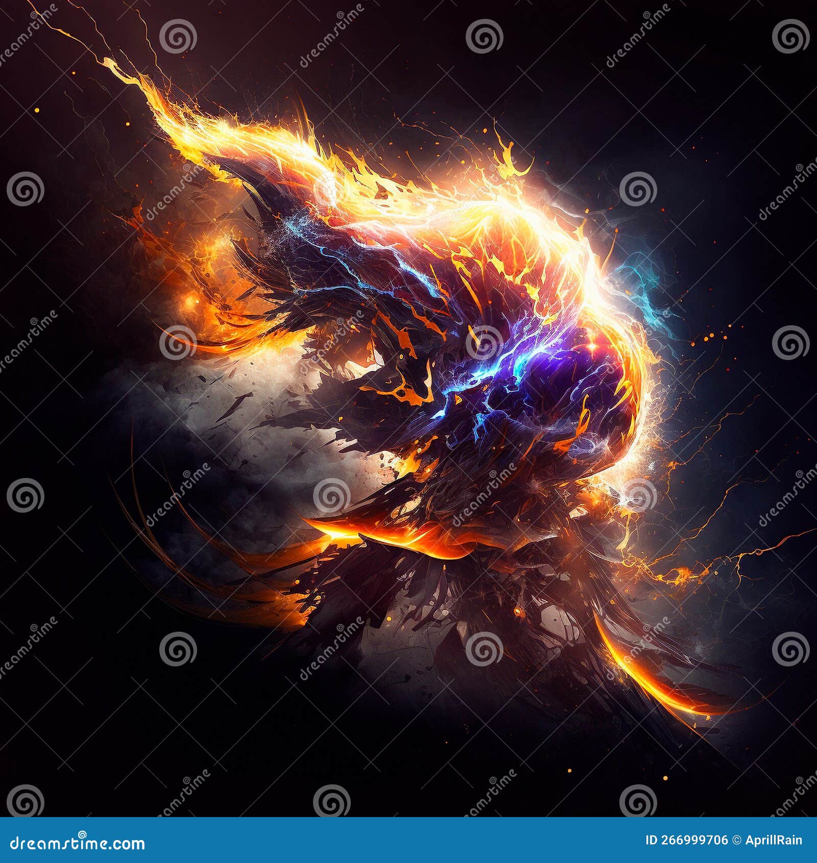 Abstract Image of the Energy of Fire and Lightning, Which Mix into ...