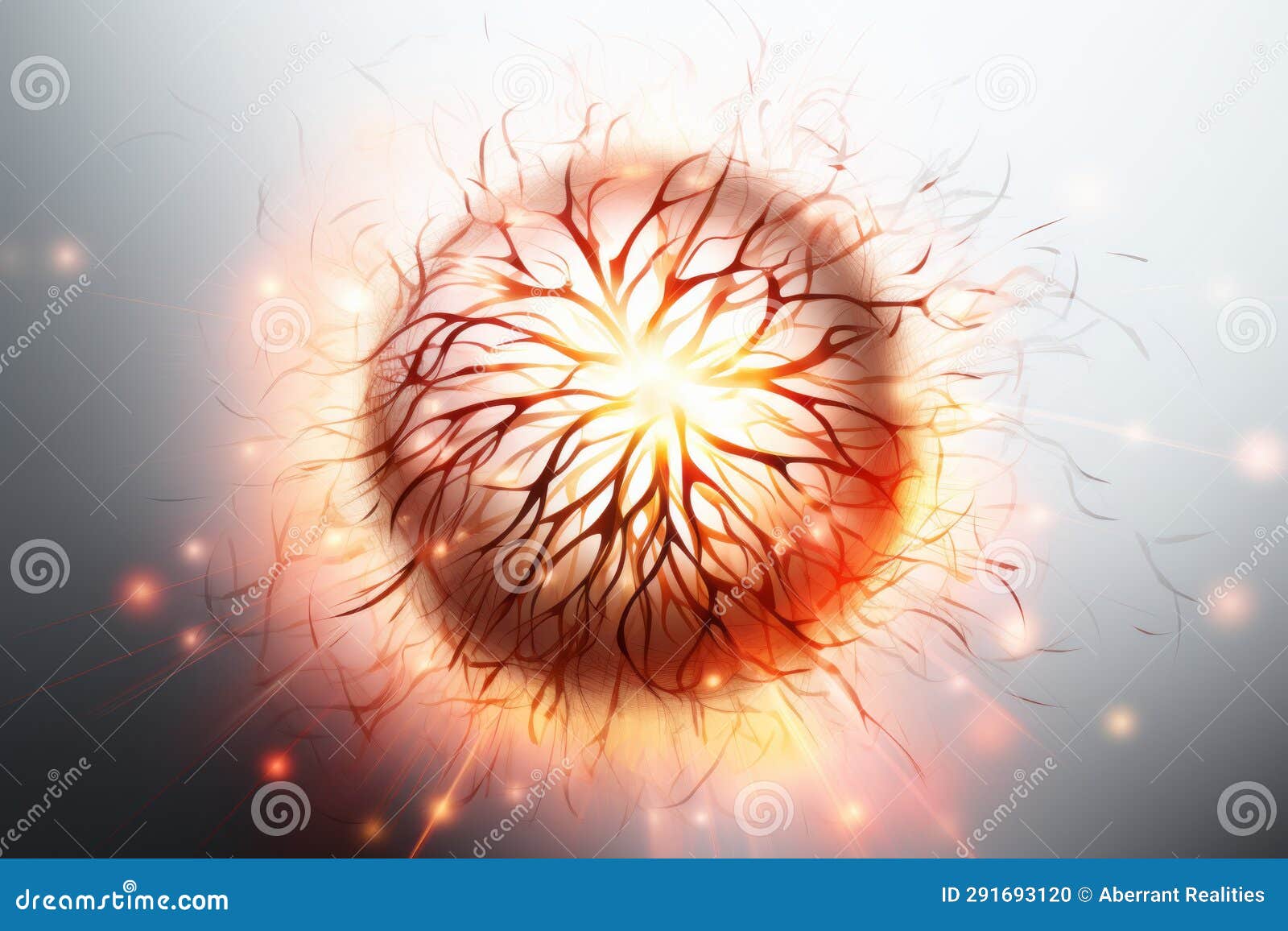 An Abstract Image of an Exploding Ball of Fire on a Gray Background ...