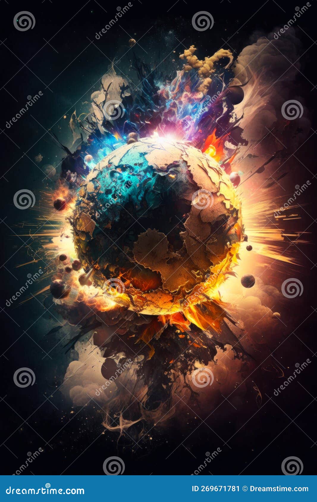 An Abstract Image of an Exploding Planet. Generative AI Stock Image ...