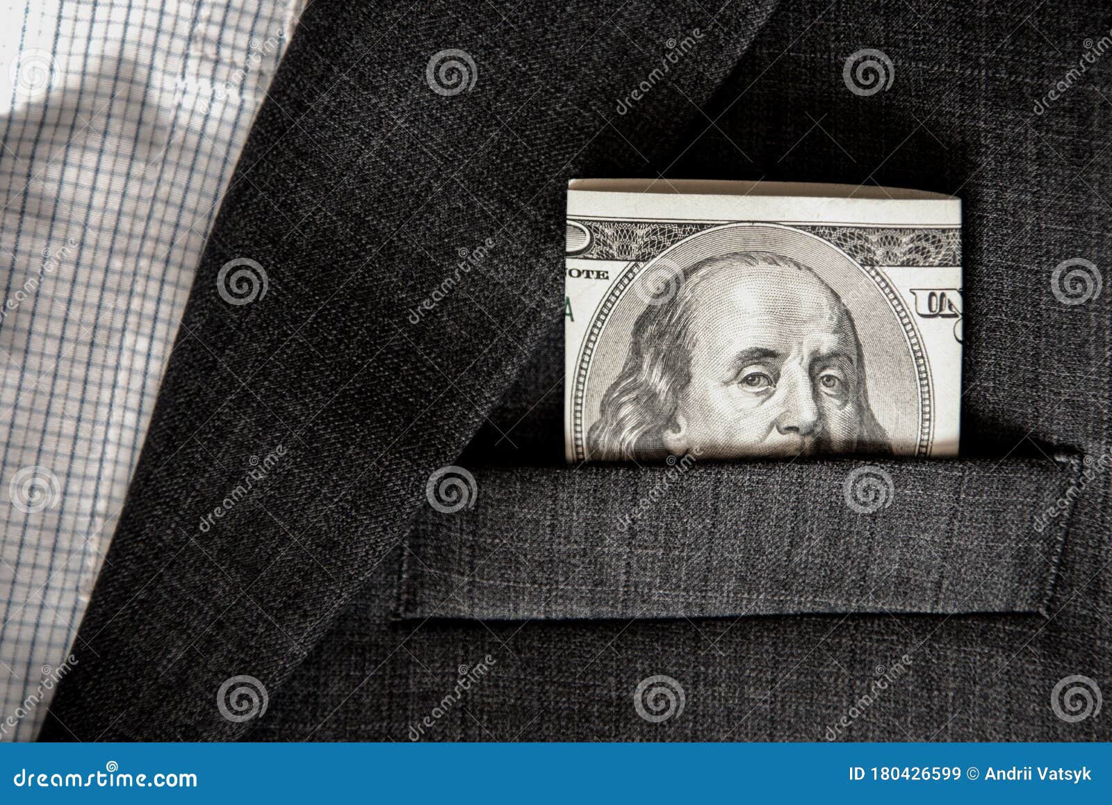 Abstract Image with Eyes on the Banknote 100 Dollars in the Pocket of ...