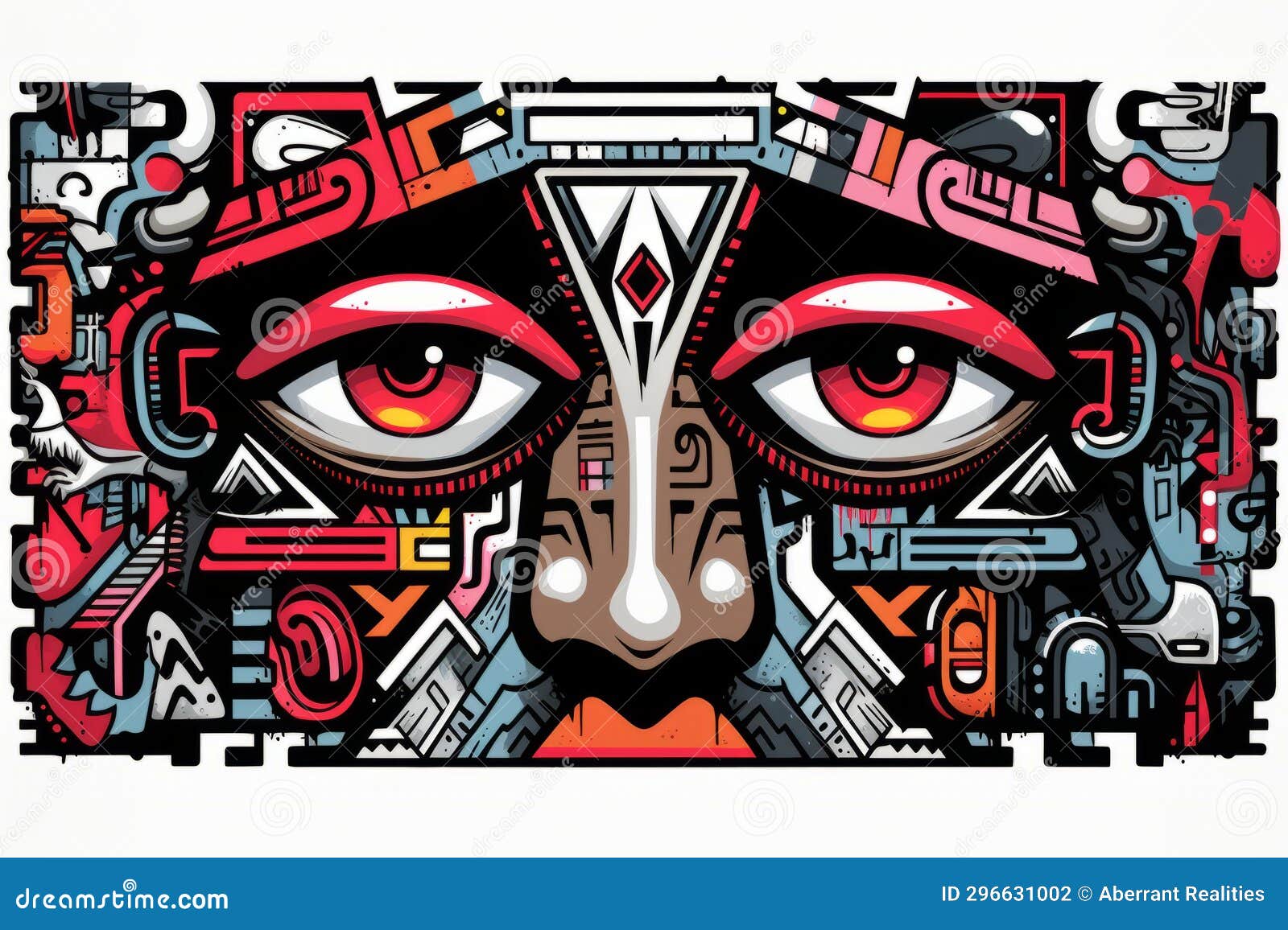 An Abstract Image of a Face with Red Eyes Stock Illustration ...