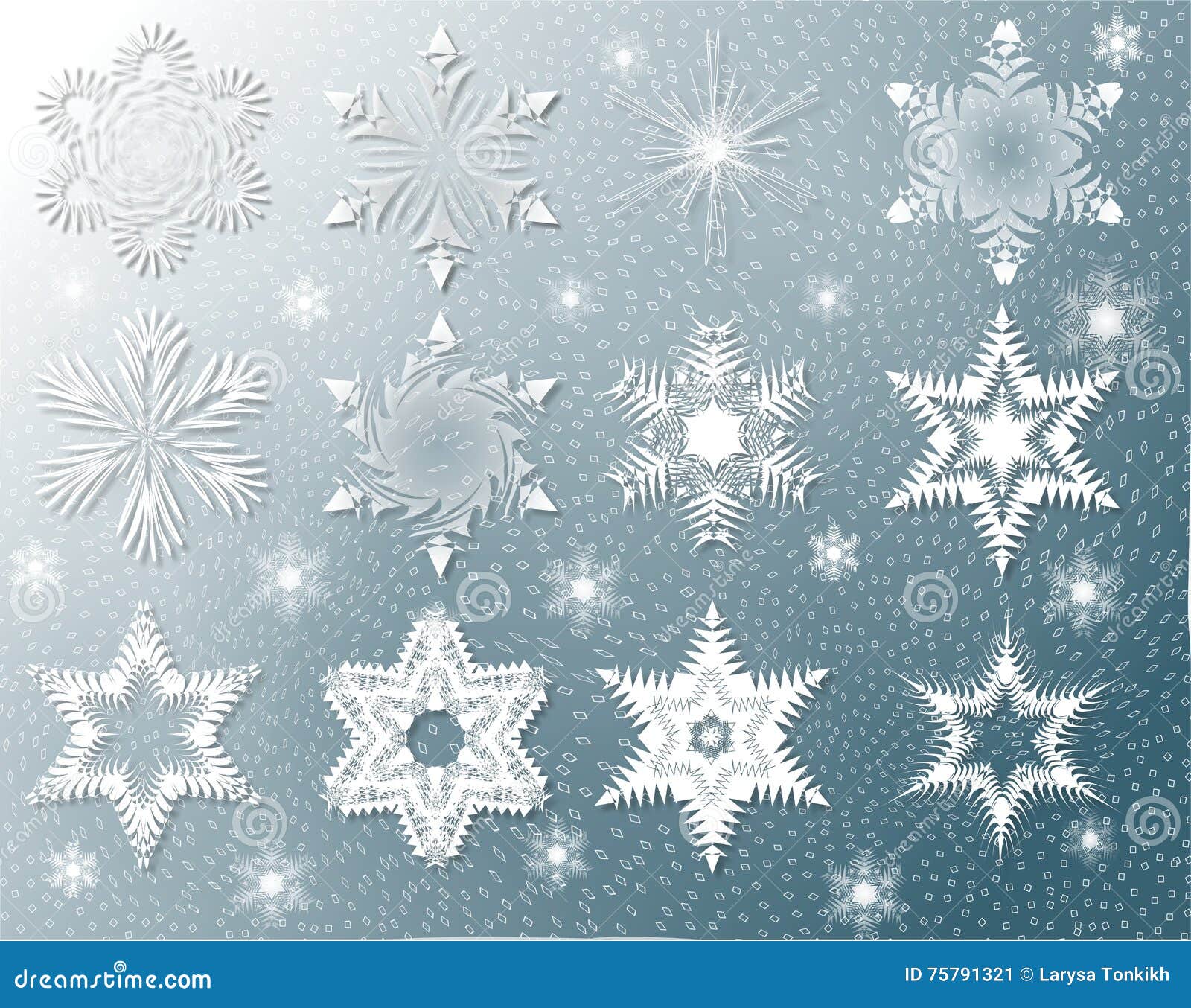 Abstract Image, Fantasies Snowflakes,Set of Elements of Design, Stock ...