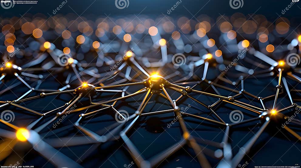 Abstract Network Structure with Glowing Nodes and Depth of Field Stock ...