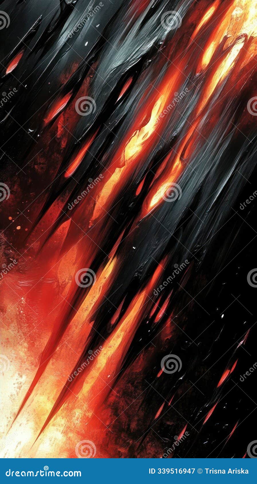 Abstract Image Featuring Fiery Colors and Sharp, Jagged Shapes, Evoking ...