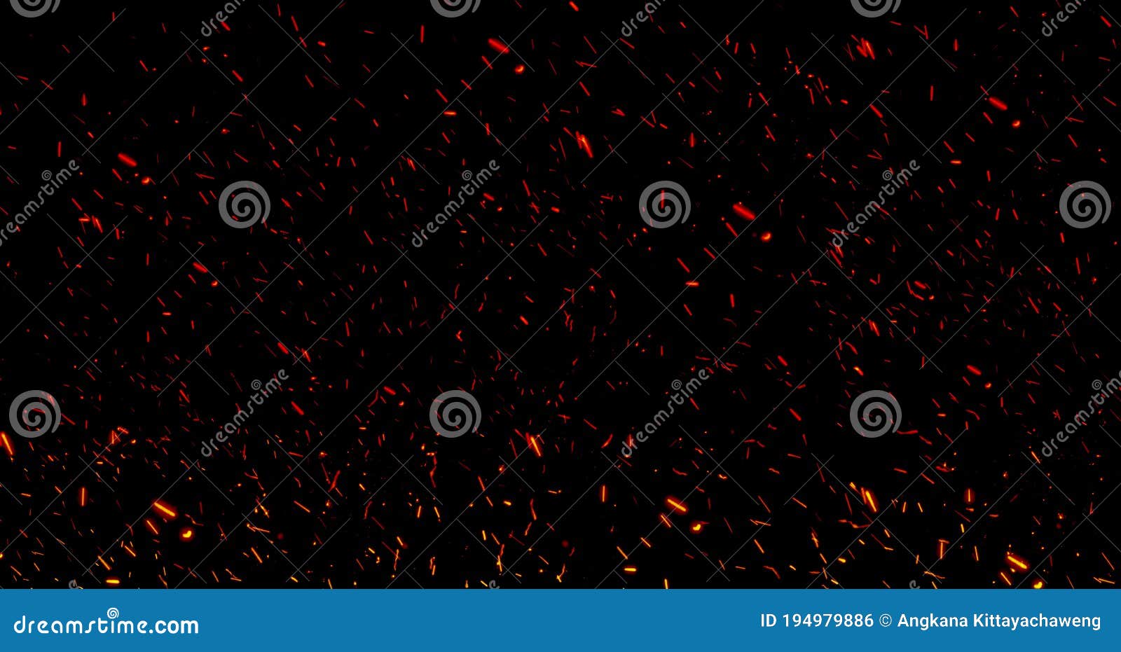 Fire Sparkles or Particles Isolated on Black Background. Stock Photo ...