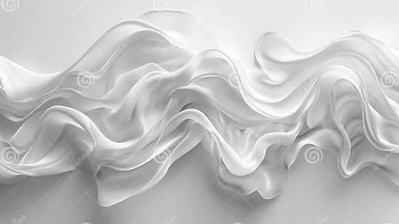 Abstract Image of Flowing White Fabric Creating a Wave-like Pattern on ...