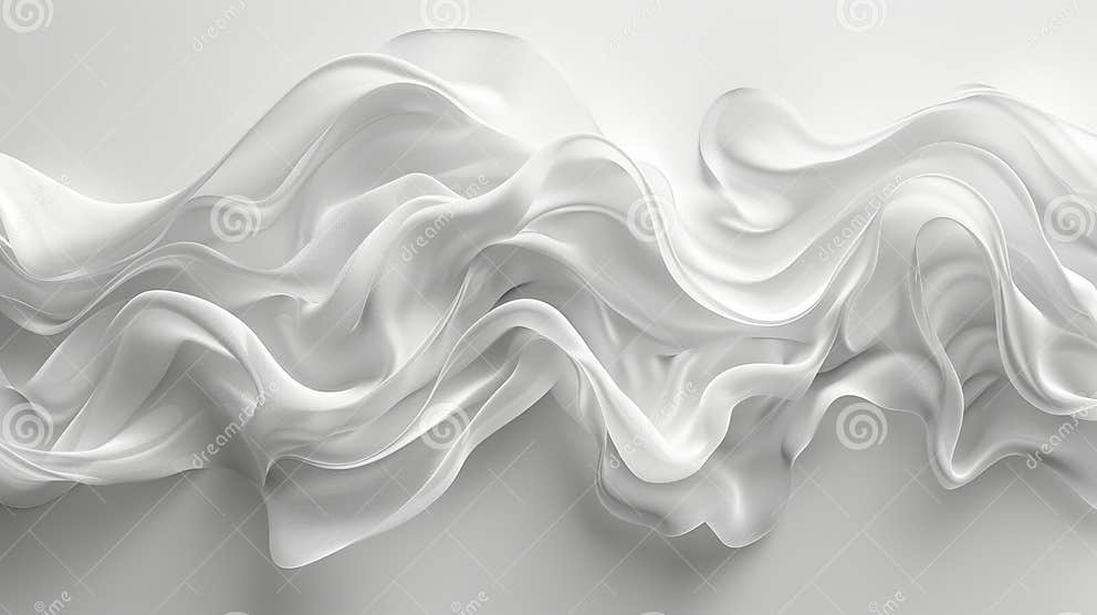 Abstract Image of Flowing White Fabric Creating a Wave-like Pattern on ...