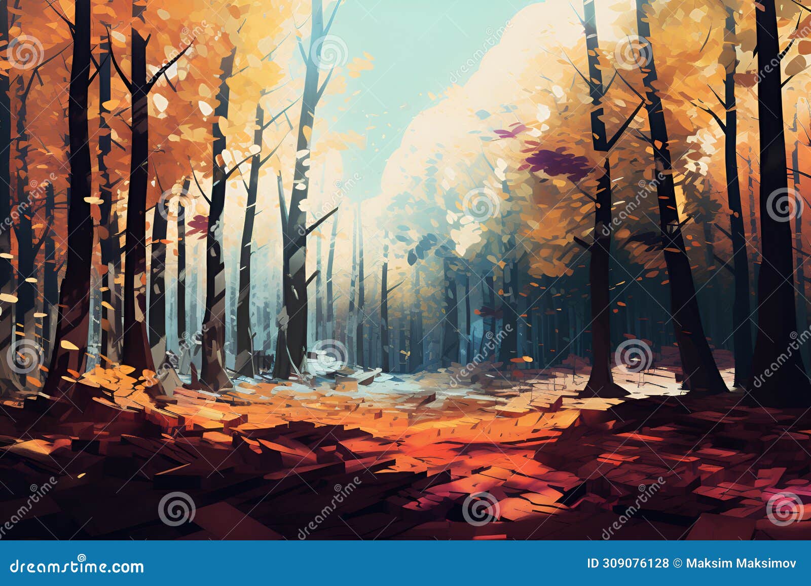 Abstract Image of a Forest Landscape Distorted by Glitchy Digital ...