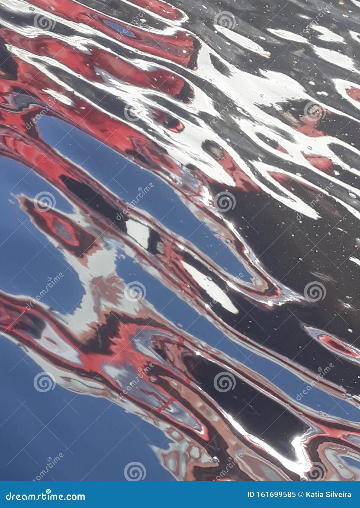 Abstract Image Formed by Reflection of a Boat on River Water Stock ...