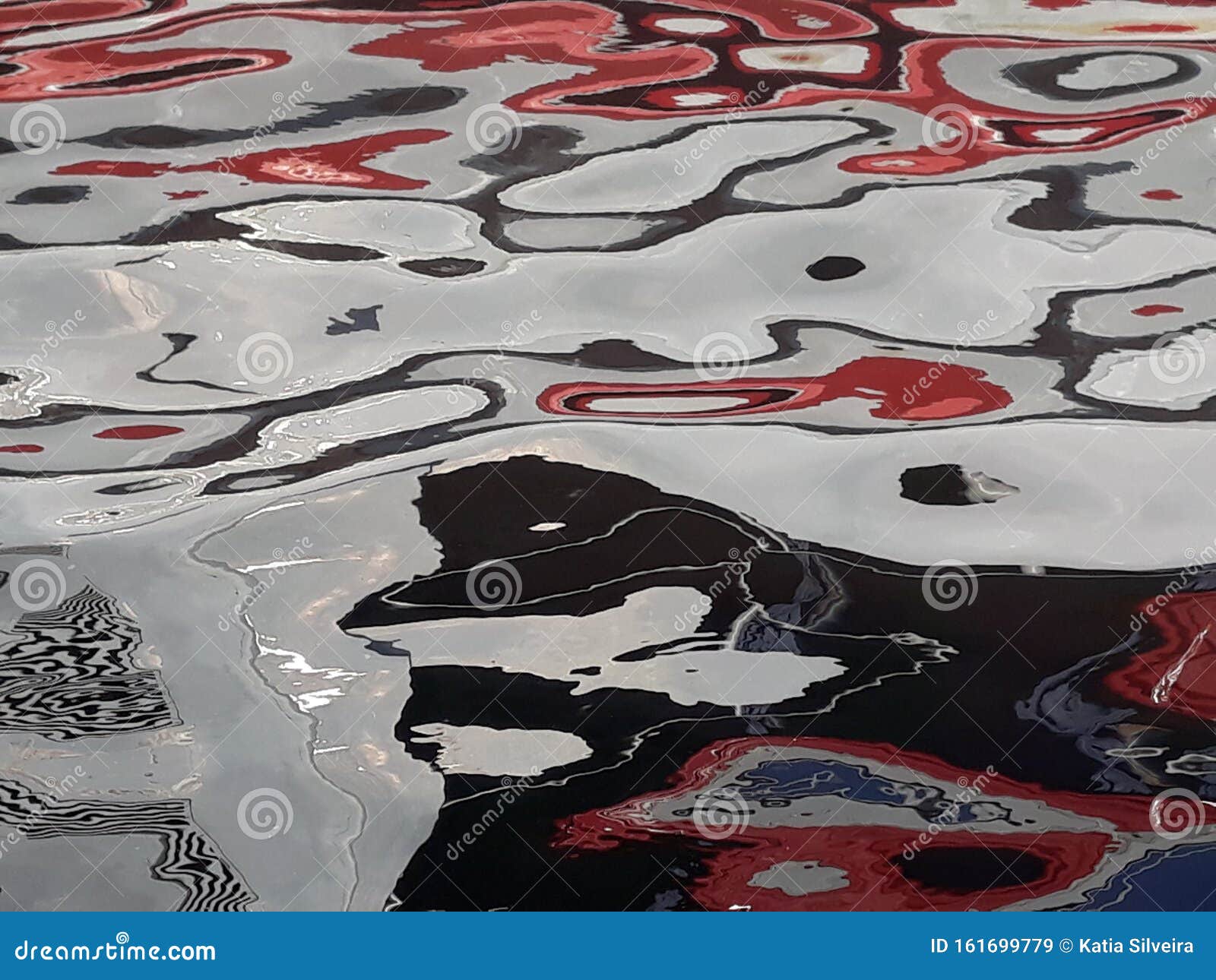 Abstract Image Formed by Reflection of a Boat on River Water Stock ...