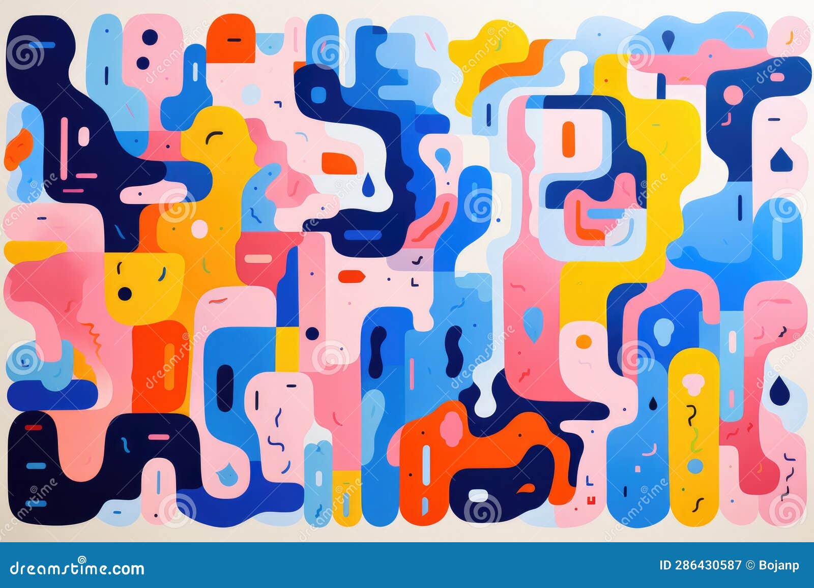 Abstract Image - Geometric Risograph Shapes Collage. AI Generated Stock ...
