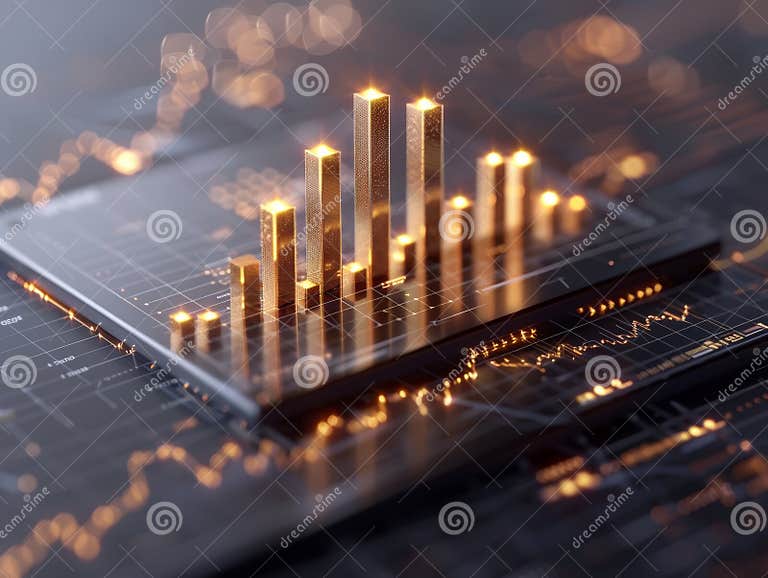 Abstract Image of a Glowing Bar Graph on a Circuit Board, Symbolizing ...