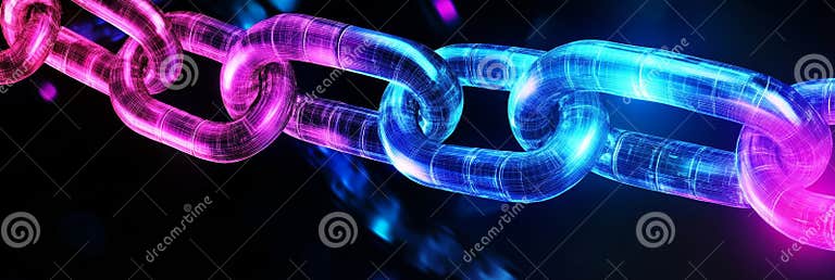 Digital Chain Link Technology Abstract Image of a Glowing Chain Link ...
