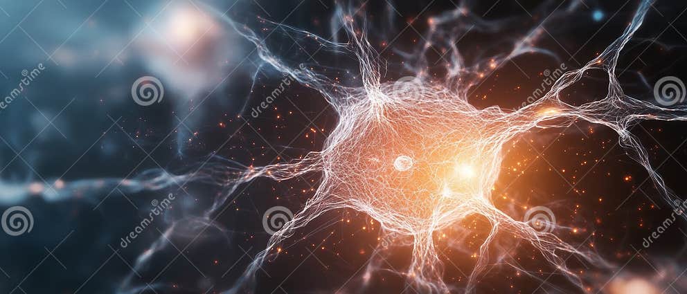 Abstract Image of a Glowing Neuron, Representing the Human Nervous ...