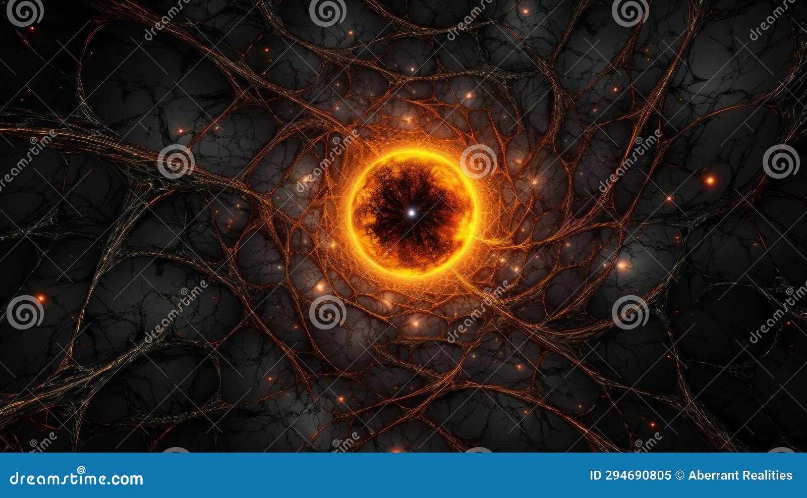 An Abstract Image of a Glowing Orange Orb in the Center of a Dark ...